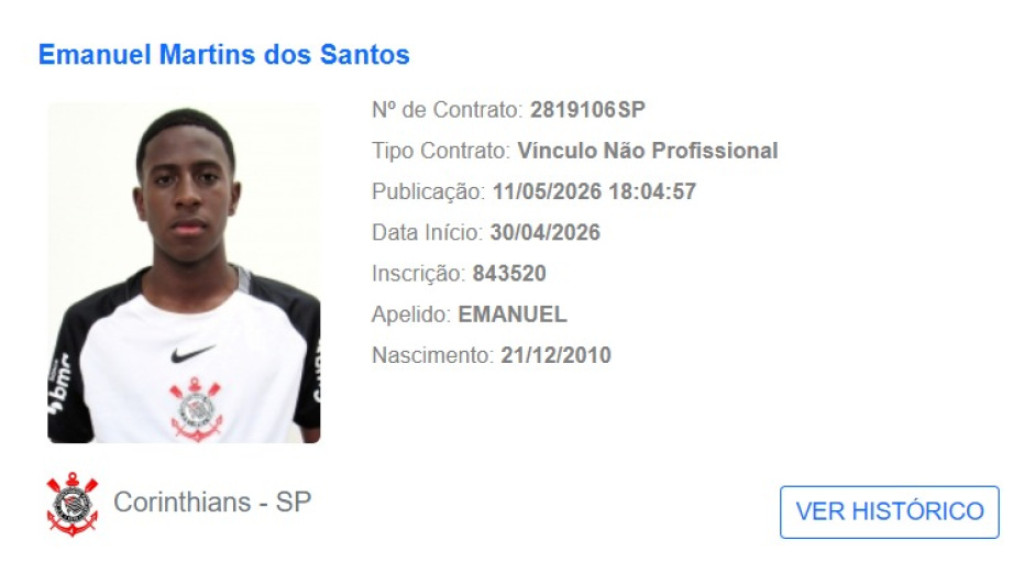 Corinthians registra lateral no BID e chega a oito reforços no Sub-17 ...